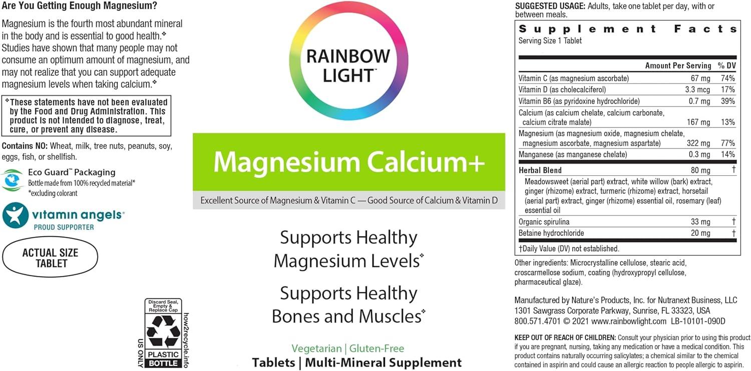 Rainbow Light Magnesium Calcium Plus â€“ Essential Nutrients for Bone ...