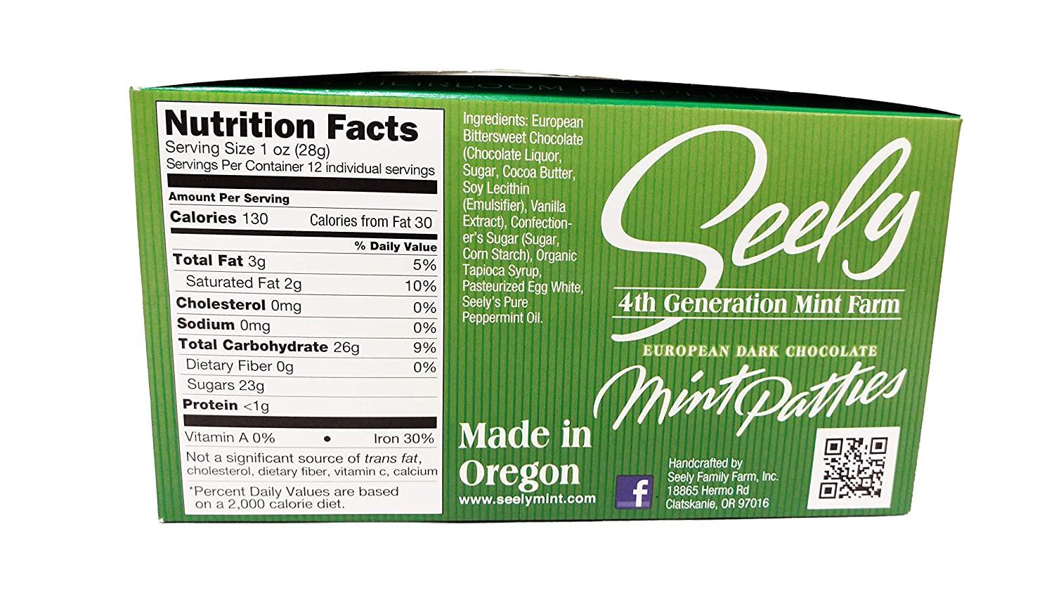 Seely Mint Patty Dark Chocolate Box - 12 Pack (1 oz Patties) | Gourmet ...