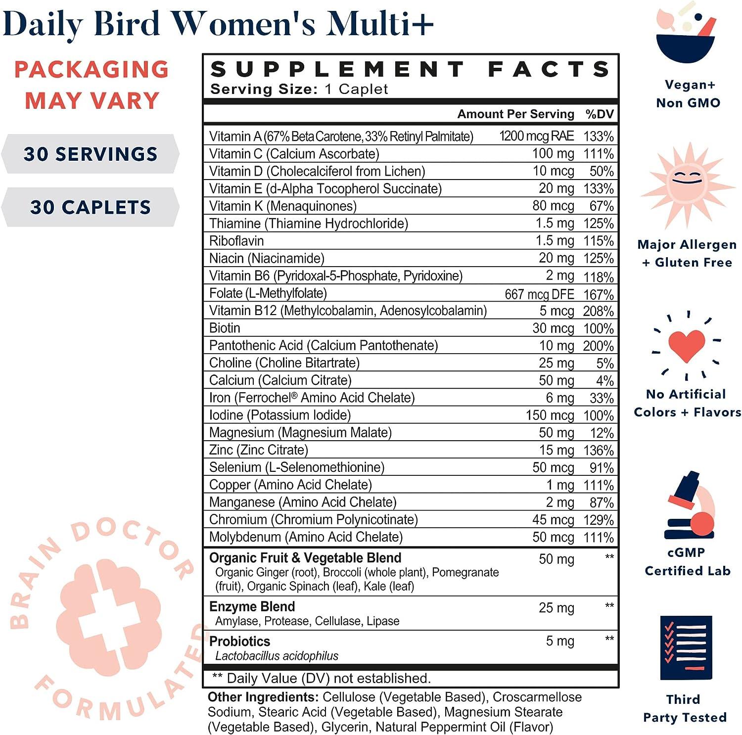 Best Nest Wellness Daily Bird Women's Multivitamin with Probiotics ...