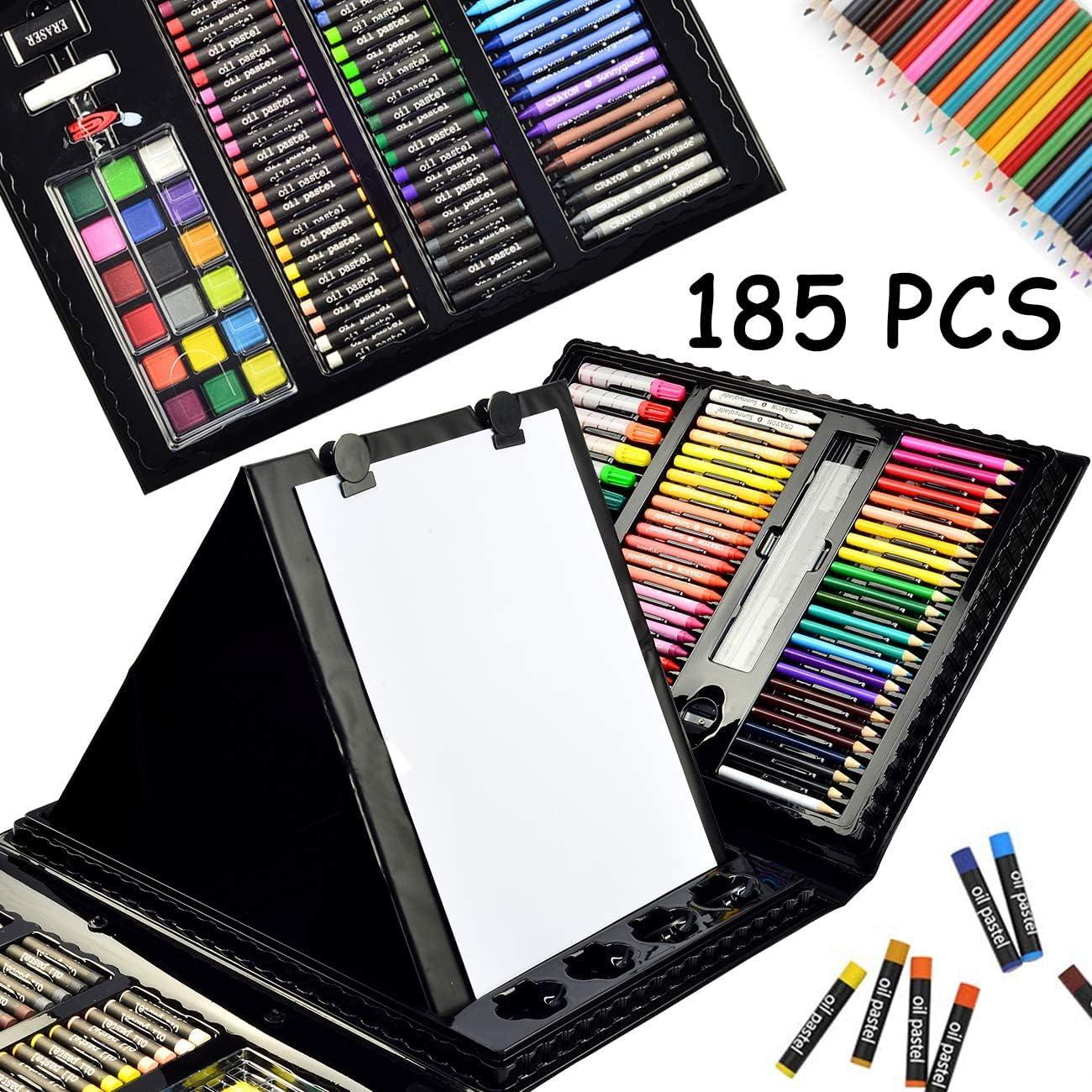Sunnyglade 185-Piece Double-sided Trifold Easel Art Set - Oil Pastels ...