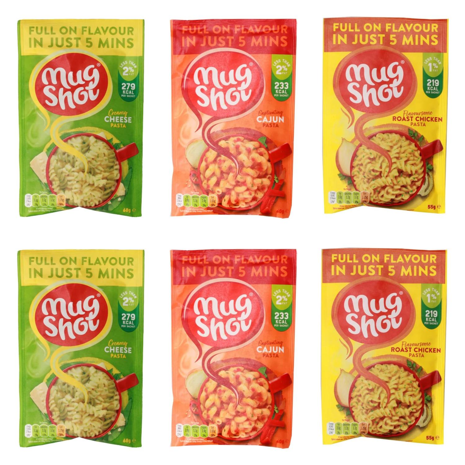Instant Pasta Variety Bundle 366g - Mugshot Creamy Cheese Cajun & Roast ...