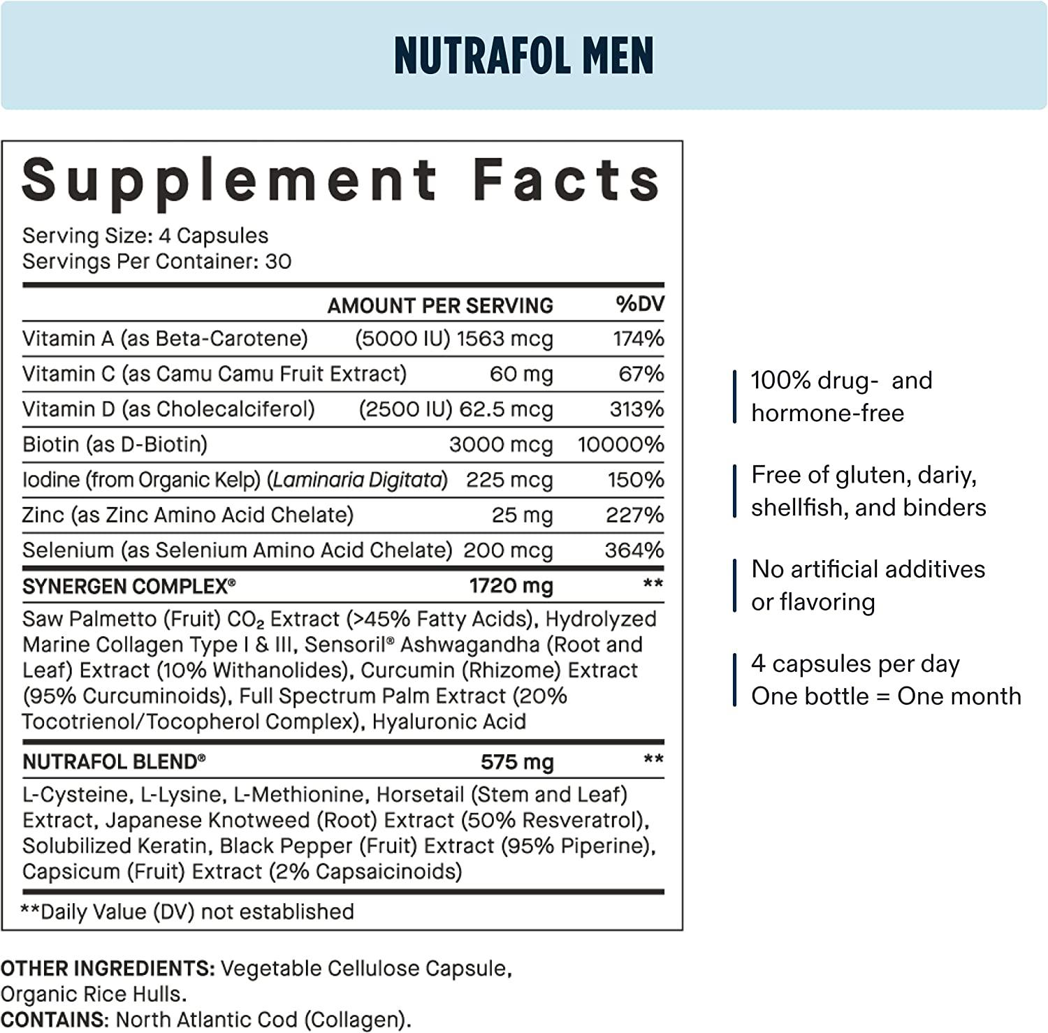 Nutrafol Men's Hair Growth Supplement: Clinically Proven for Thicker ...