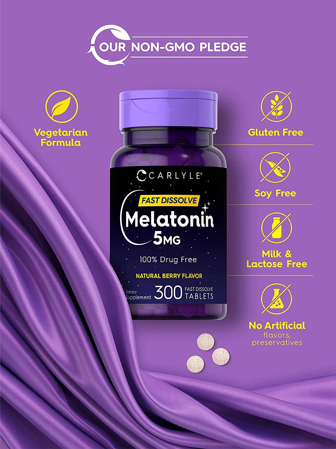 Carlyle Melatonin Fast Dissolve 5mg - 300 Tablets - Sleep Aid ...