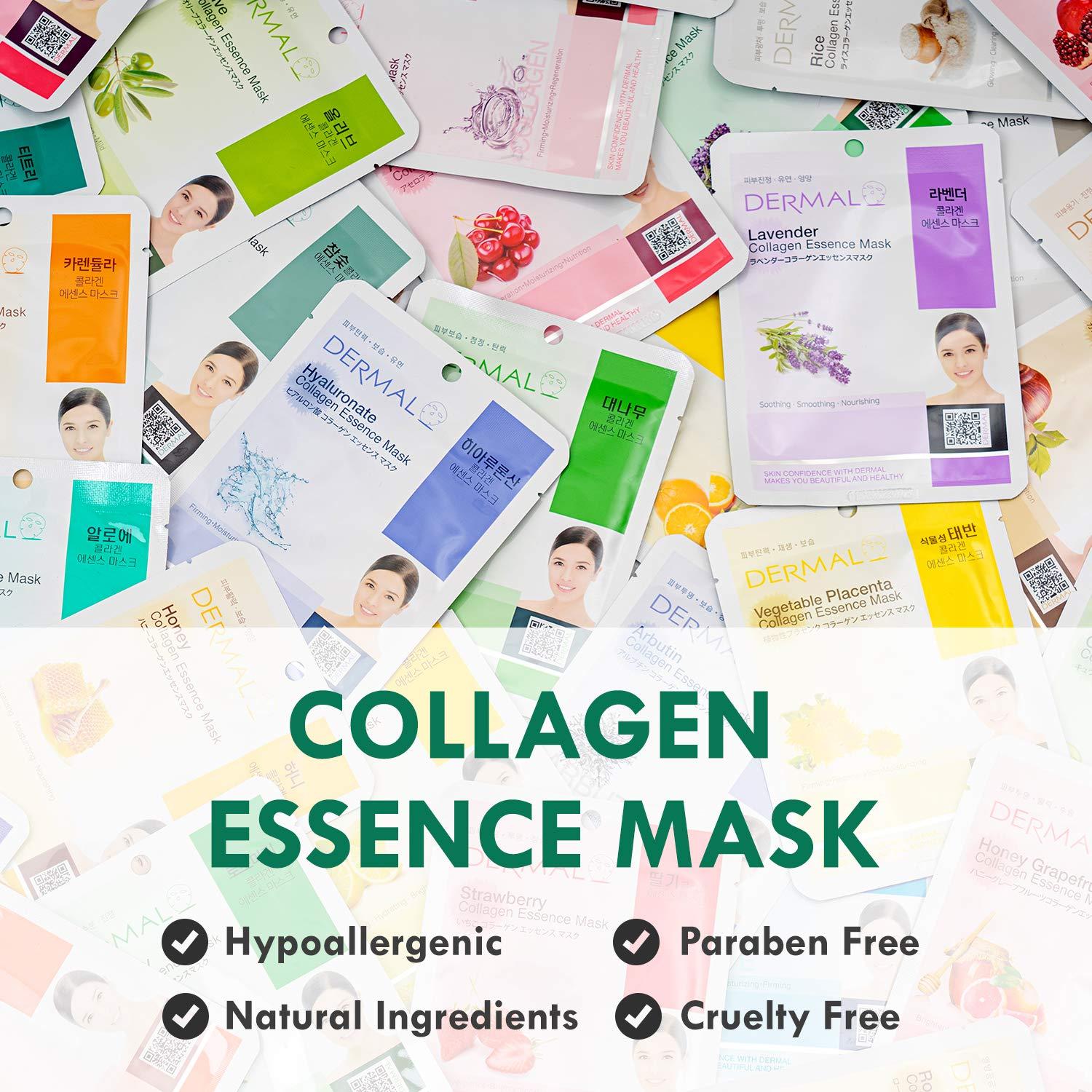DERMAL 24 Combo Pack Collagen Essence Full Face Facial Mask Sheet ...