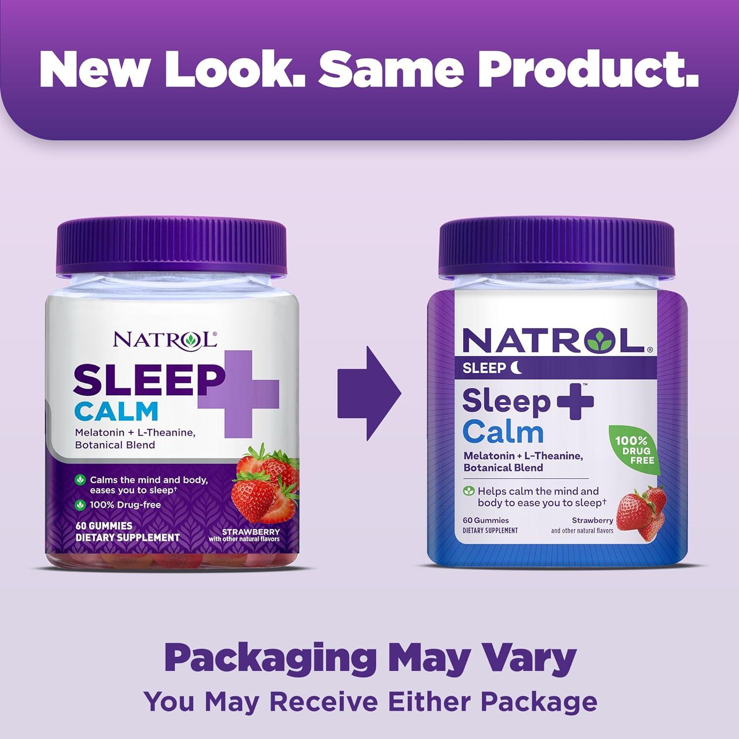 Natrol Sleep+ Calm Melatonin & L-Theanine Gummies - 60 Count | 100% ...
