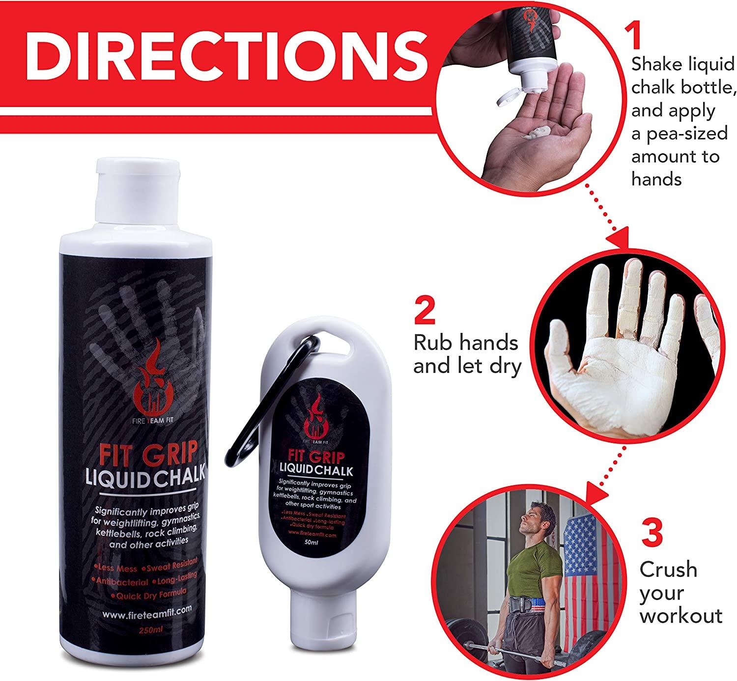 Fire Team Fit Liquid Chalk 50ml - Gym Approved for Weight Lifting, Rock ...