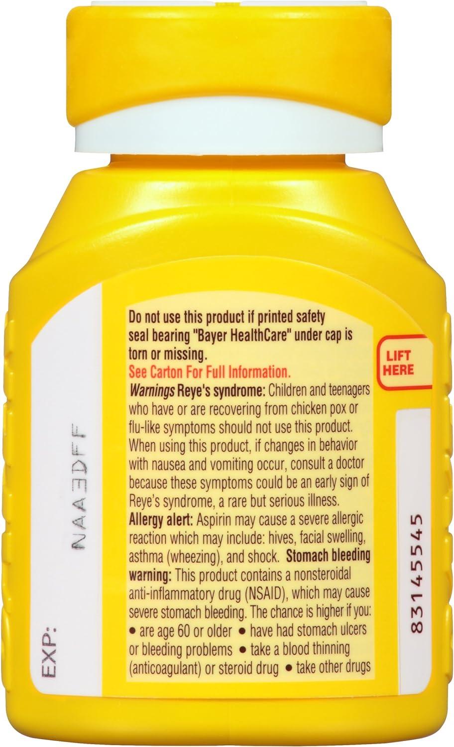 Genuine Bayer Aspirin 325mg Coated Tablets - Pain Reliever & Fever ...