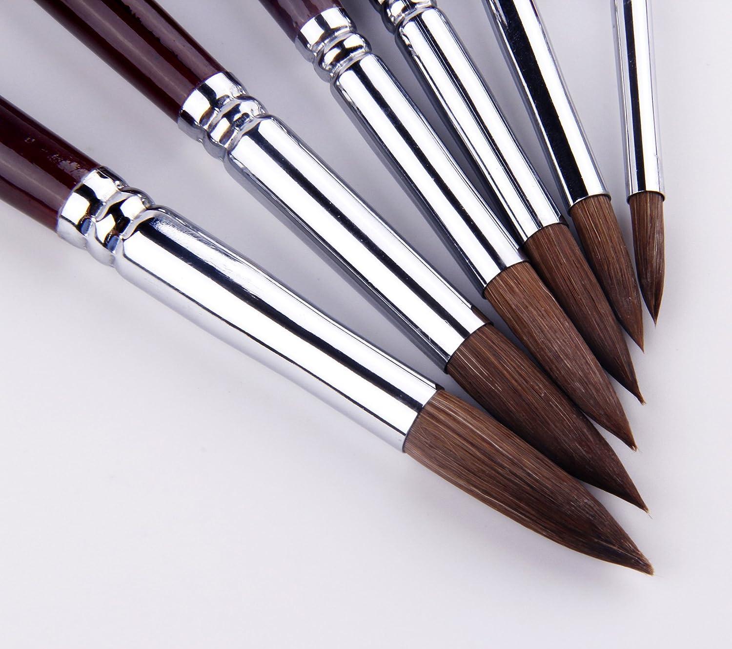 Sable Watercolour Brushes Set - Round Point Tip for Watercolor ...
