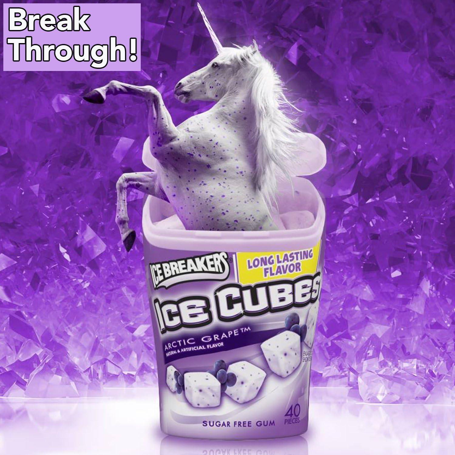 ICE BREAKERS ICE CUBES Sugar Free Gum Arctic Grape 40 Piece Arctic ...