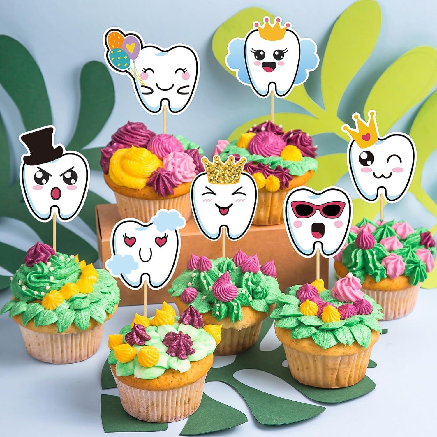 30Pcs Tooth Cupcake Toppers First Tooth Party Decor Dental Cupcake ...