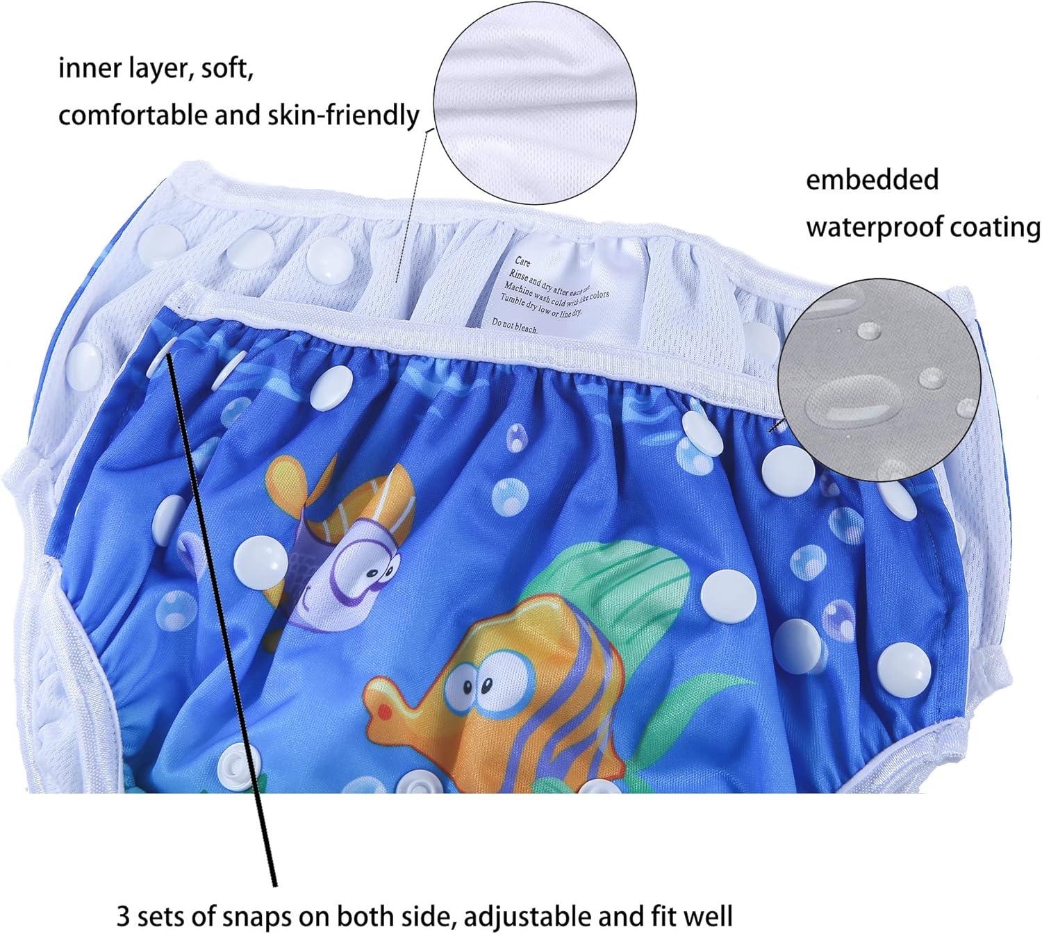Reusable Codkkre Swimming Diapers for Girls 3 Adjustable Pieces (0-3 ...