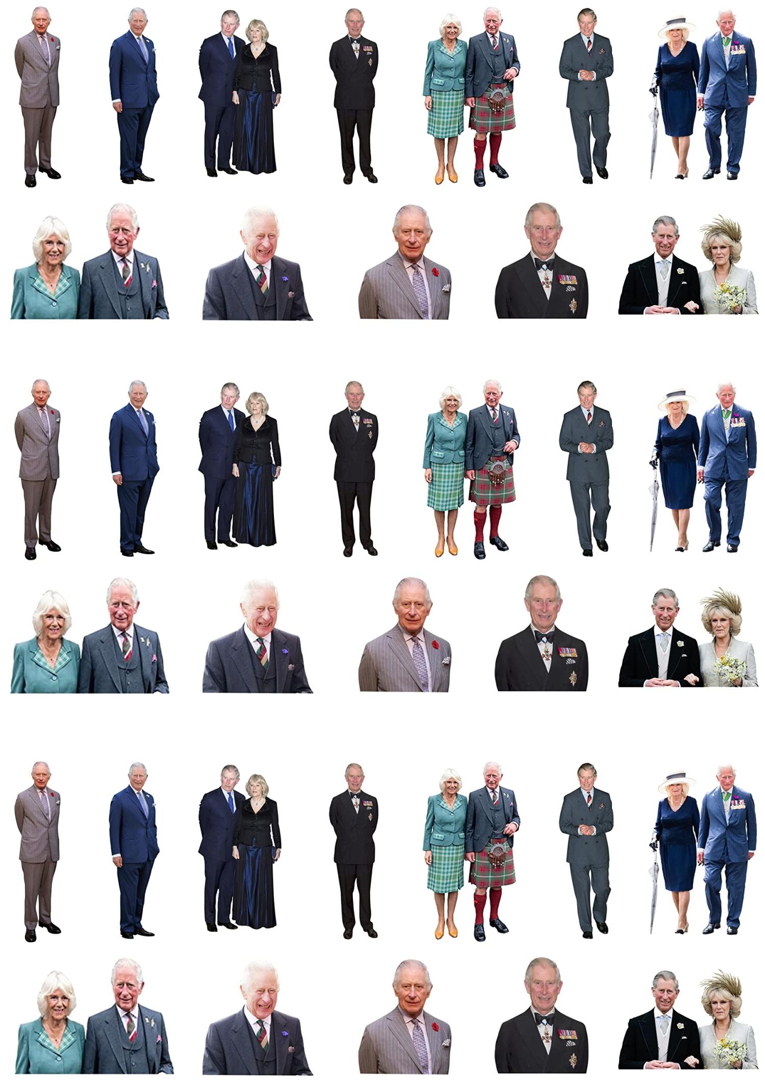 36 Stand Up King Charles & Camilla Edible Wafer Paper Cake Toppers ...