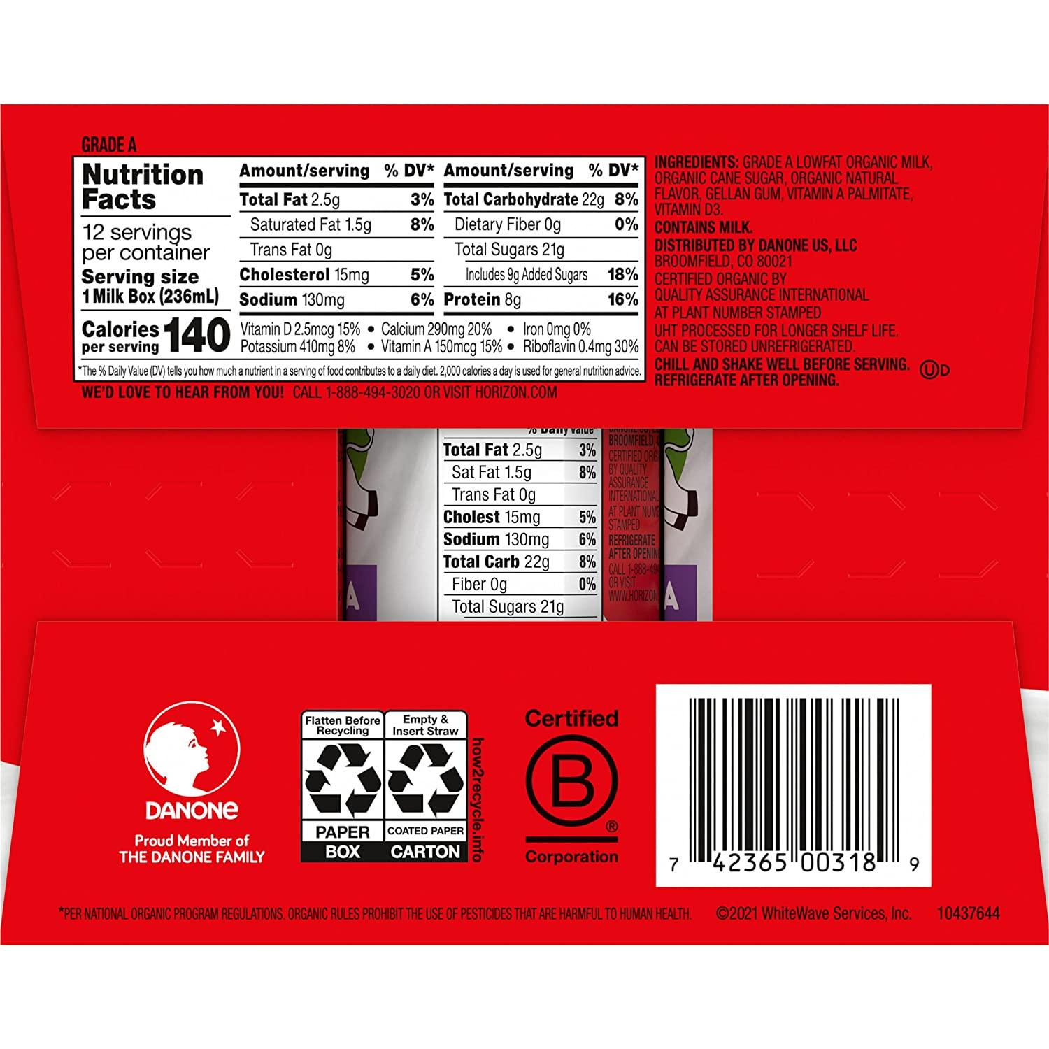 Horizon Organic 1% Low Fat Vanilla Milk Boxes, 8 oz, 12 Pack - Shelf ...