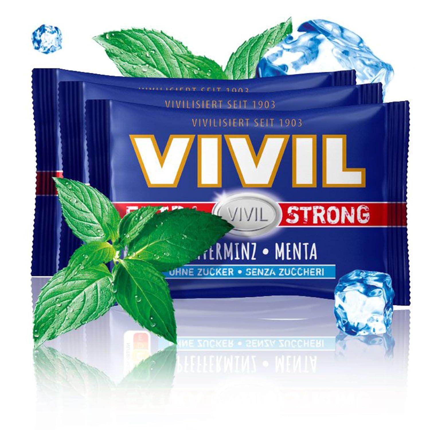 Buy Vivil Extra Strong Peppermint Pastilles - Sugar-Free & Vegan 5x3 ...