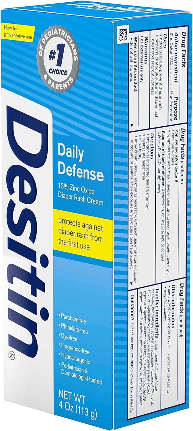 Desitin Daily Defense Baby Diaper Rash Cream - 13% Zinc Oxide Barrier Cream - Treat, Relieve ...