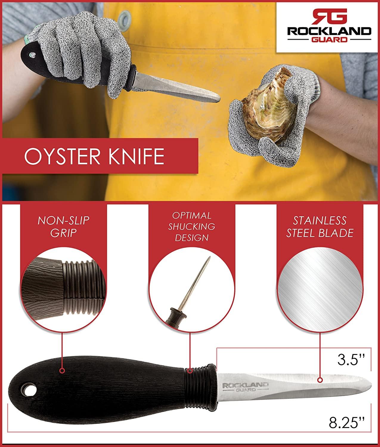 Rockland Guard Oyster Shucking Set - Level 5 Cut Resistant Gloves with ...