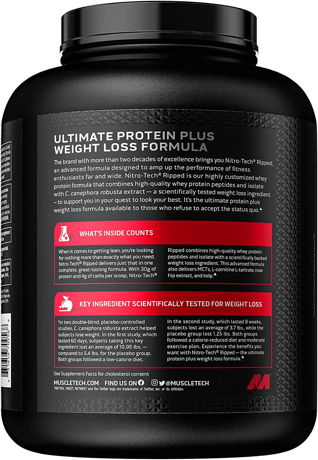 Muscletech Nitro-Tech Ripped Protein Powder 4lbs | Whey Protein Isolate ...