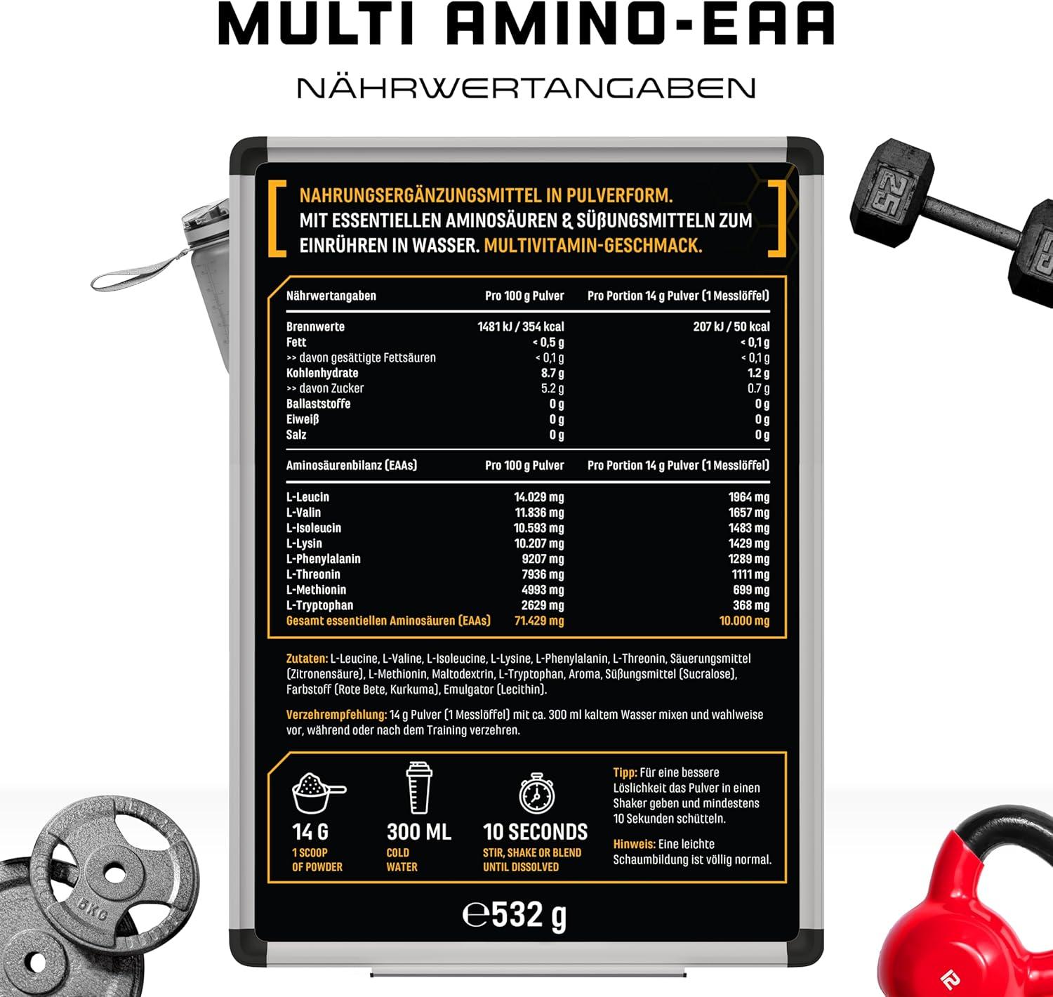 Buy EAA Powder 532g - All 8 Essential Amino Acids Drink | Vegan Formula ...