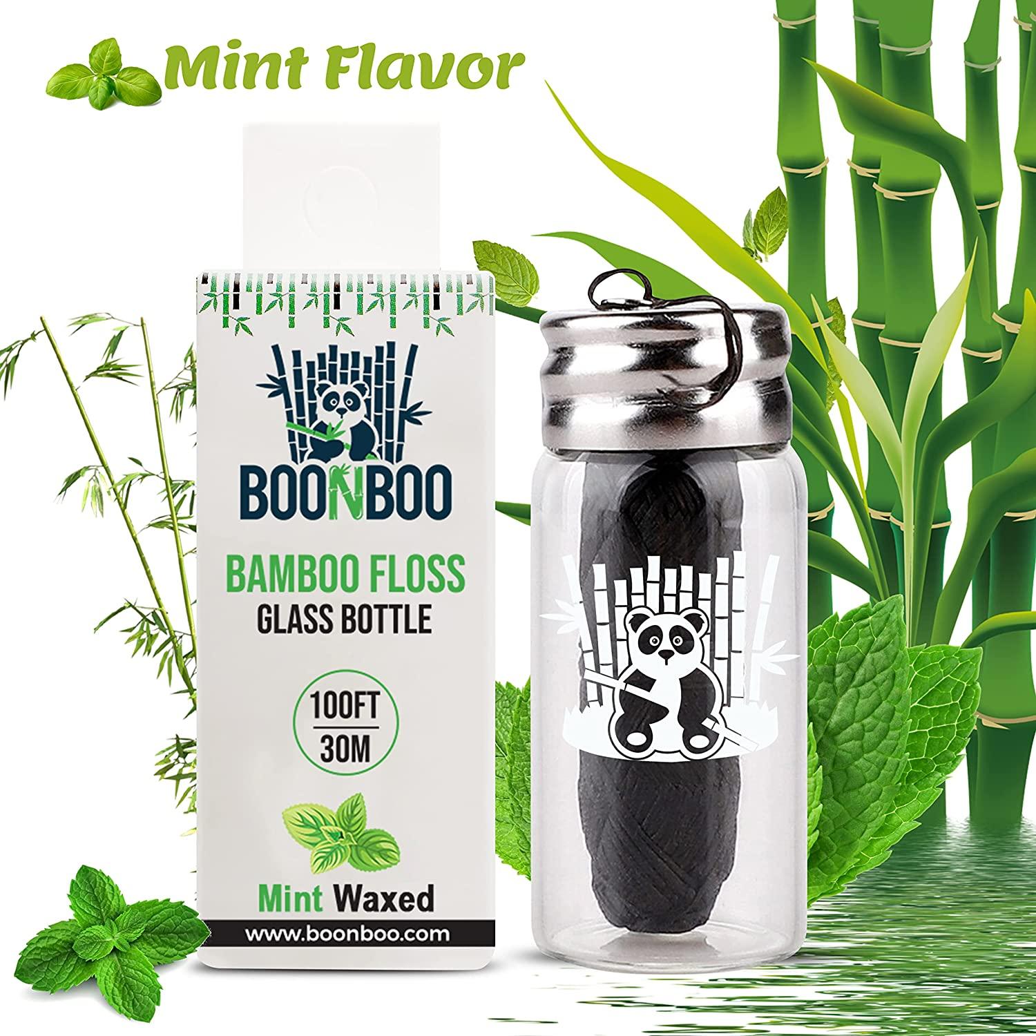 Boonboo Dental Floss 100FT/30M Bamboo Woven Fiber | Mint Flavor ...