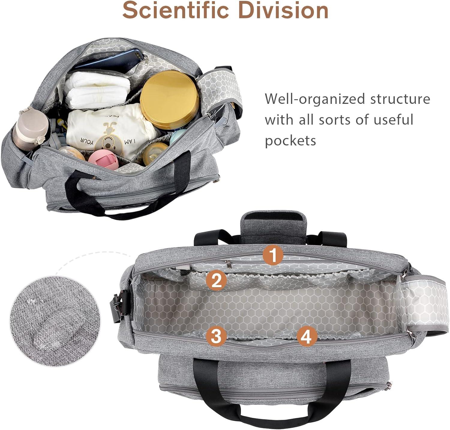 SONARIN Convertible Baby Changing Bag with Folding Crib - Waterproof ...