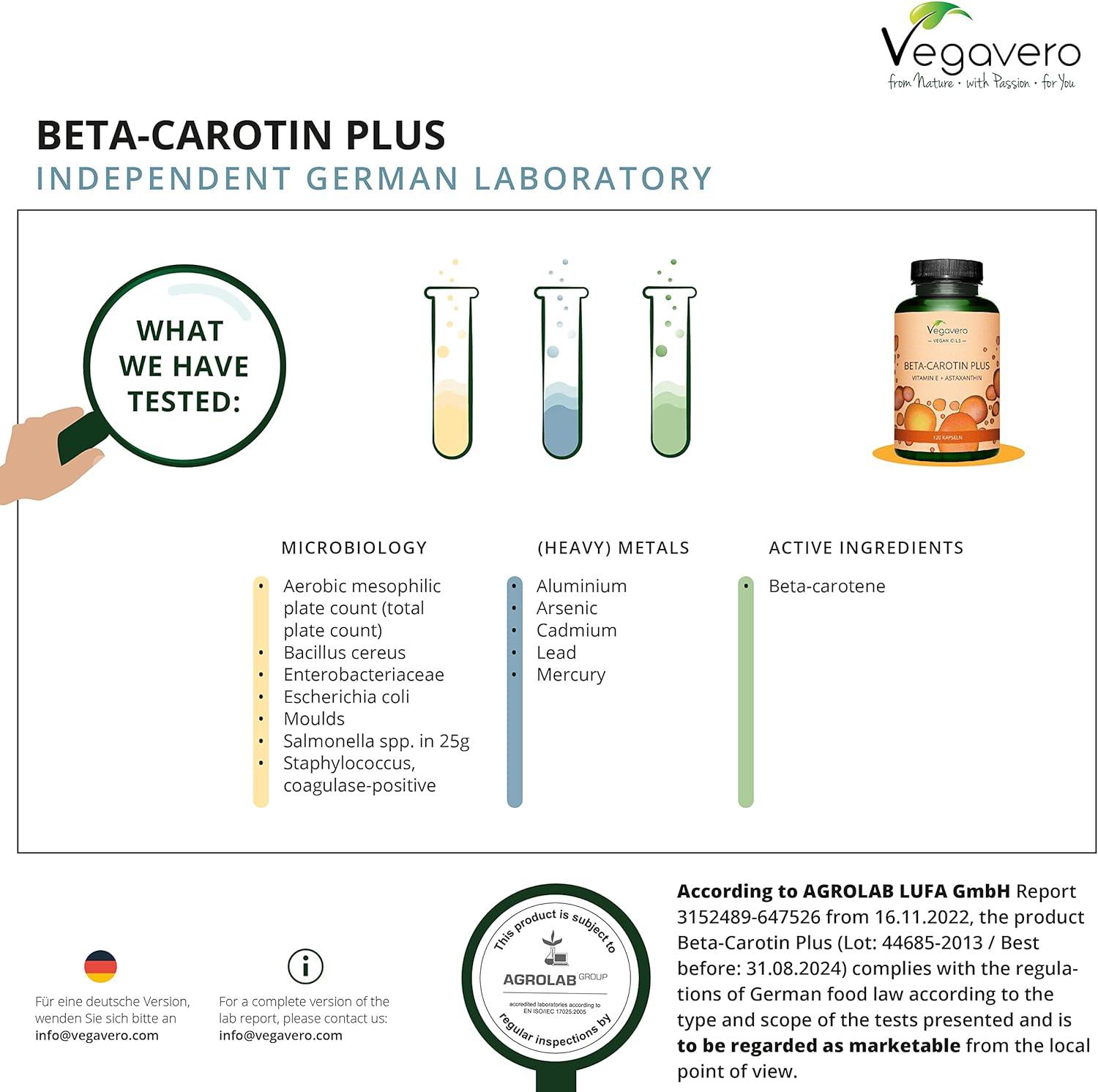 Vegavero Beta Carotene Supplement with Vitamin E & Astaxanthin for ...