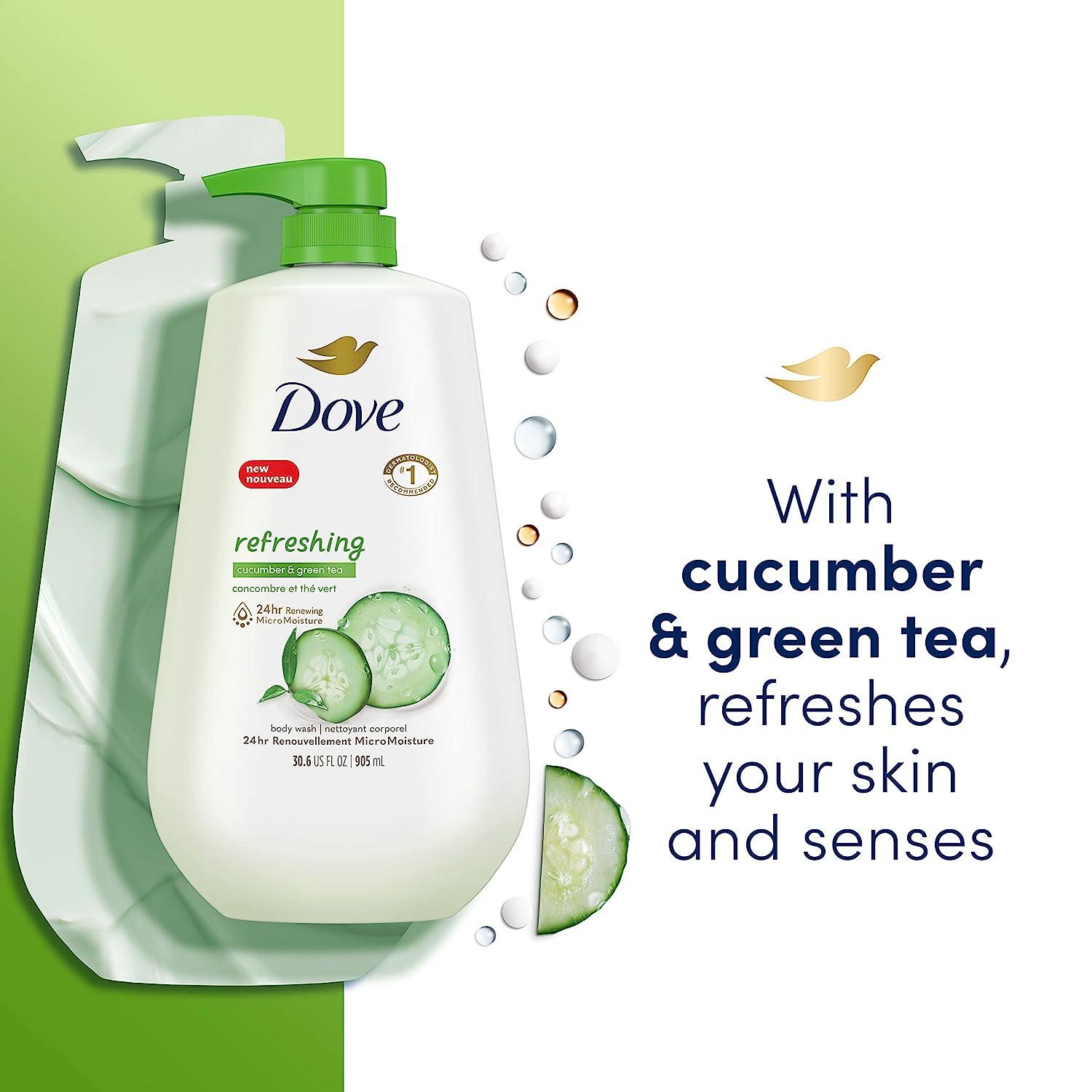 Dove Refreshing Cucumber & Green Tea Body Wash Pump, 30.6 oz ...