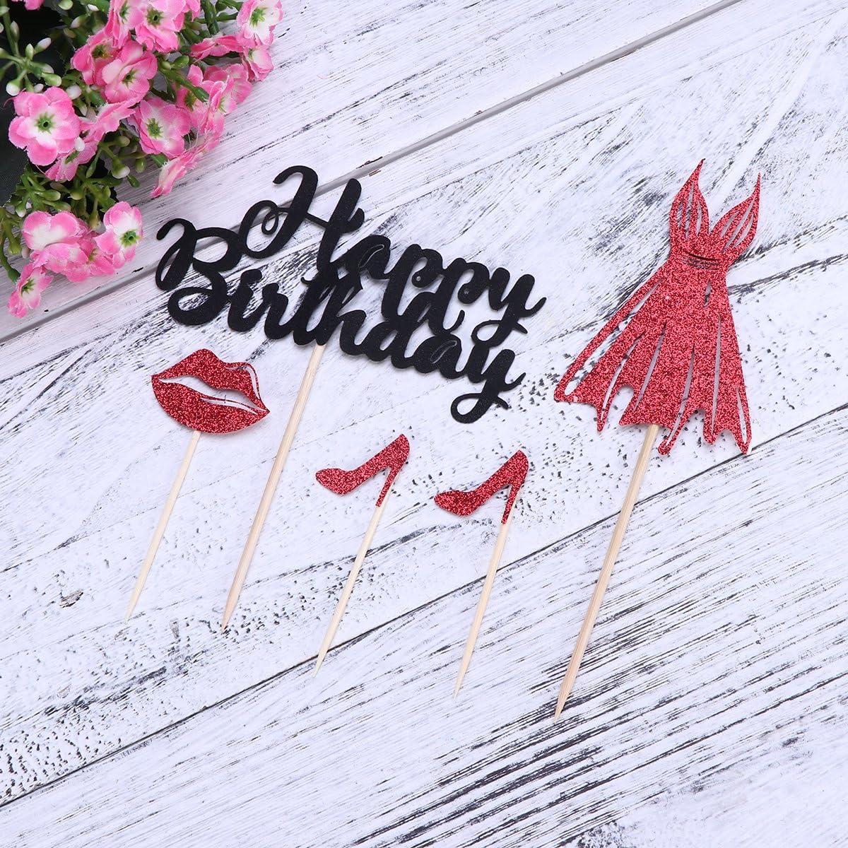 BESTOYARD 2 Sets Cake Toppers Glitter High Heel Shape Cupcake Toppers ...