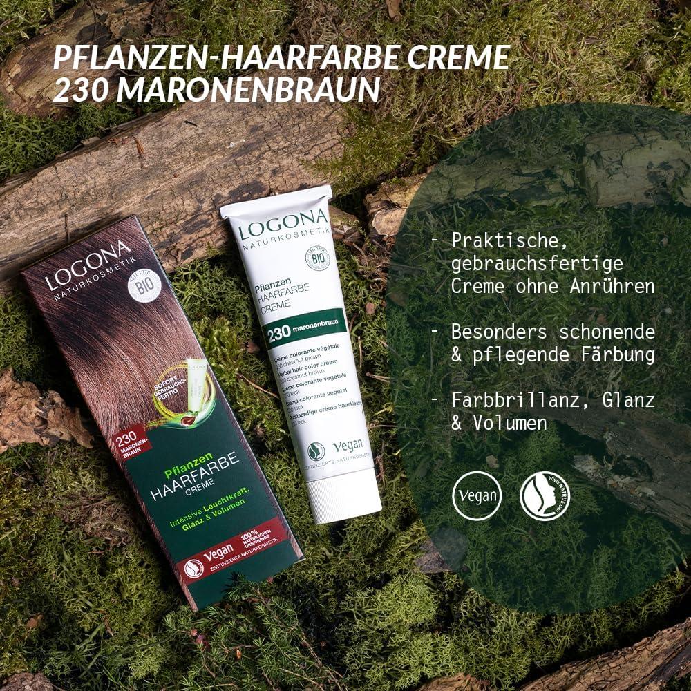 Logona Natural Plant Hair Color 230 Chestnut Brown - Vegan Henna Cream ...