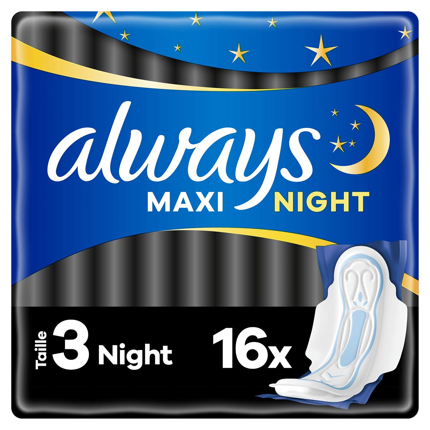 Always Maxi Night Paper Napkins - 16 Pack | Ultra-Absorbent Comfortable ...