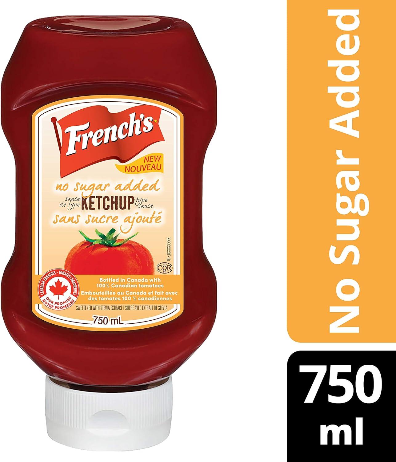 French's 100% Canadian Tomato Ketchup No Sugar Added 750ml & Classic ...