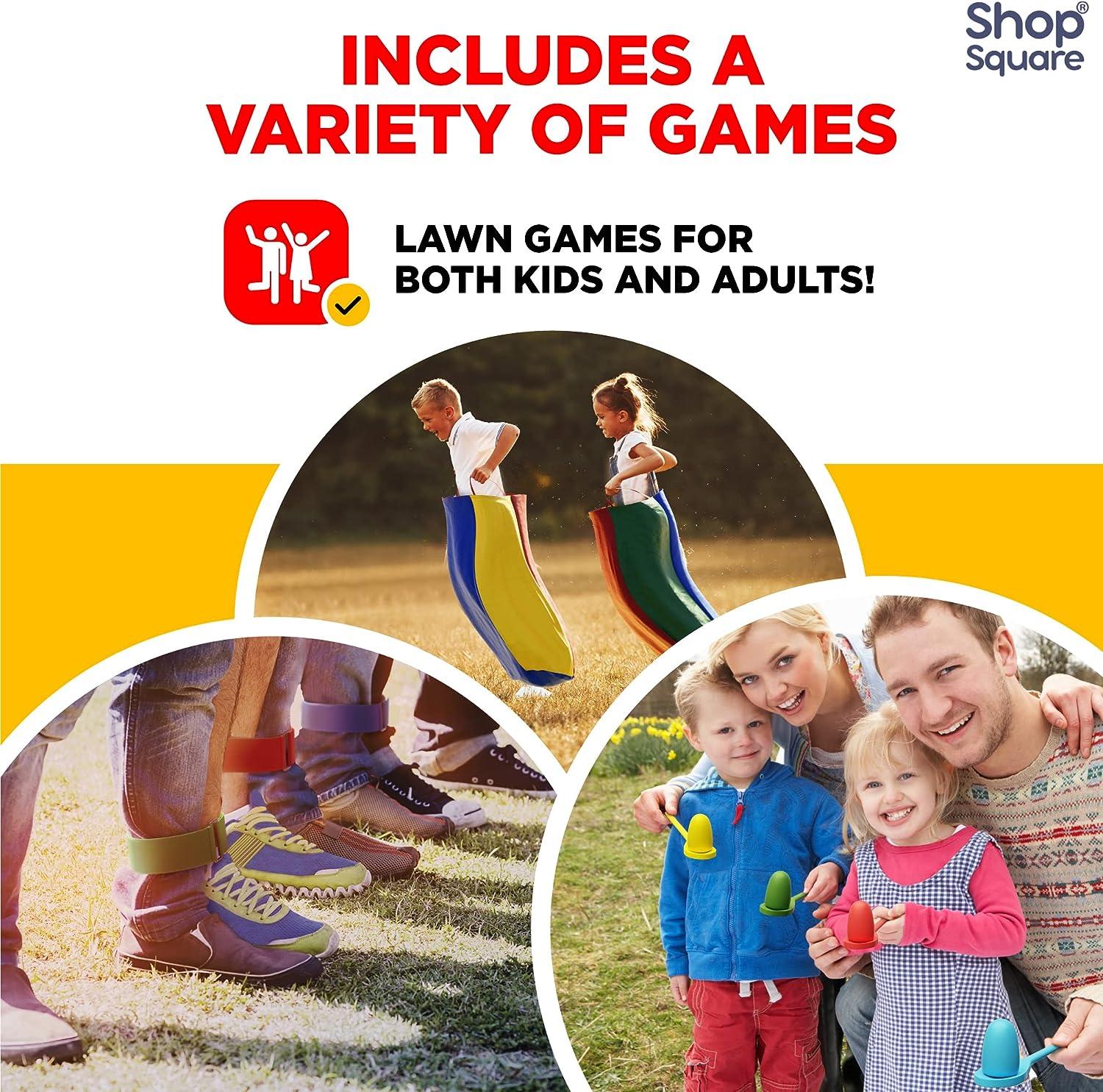 Outdoor Party Games Set - Potato Sack Race Bags, Egg Spoon Relay, 3 ...