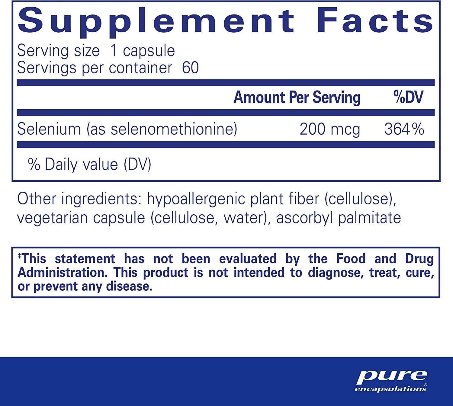 Pure Encapsulations Selenium (Selenomethionine) 60 Capsules ...