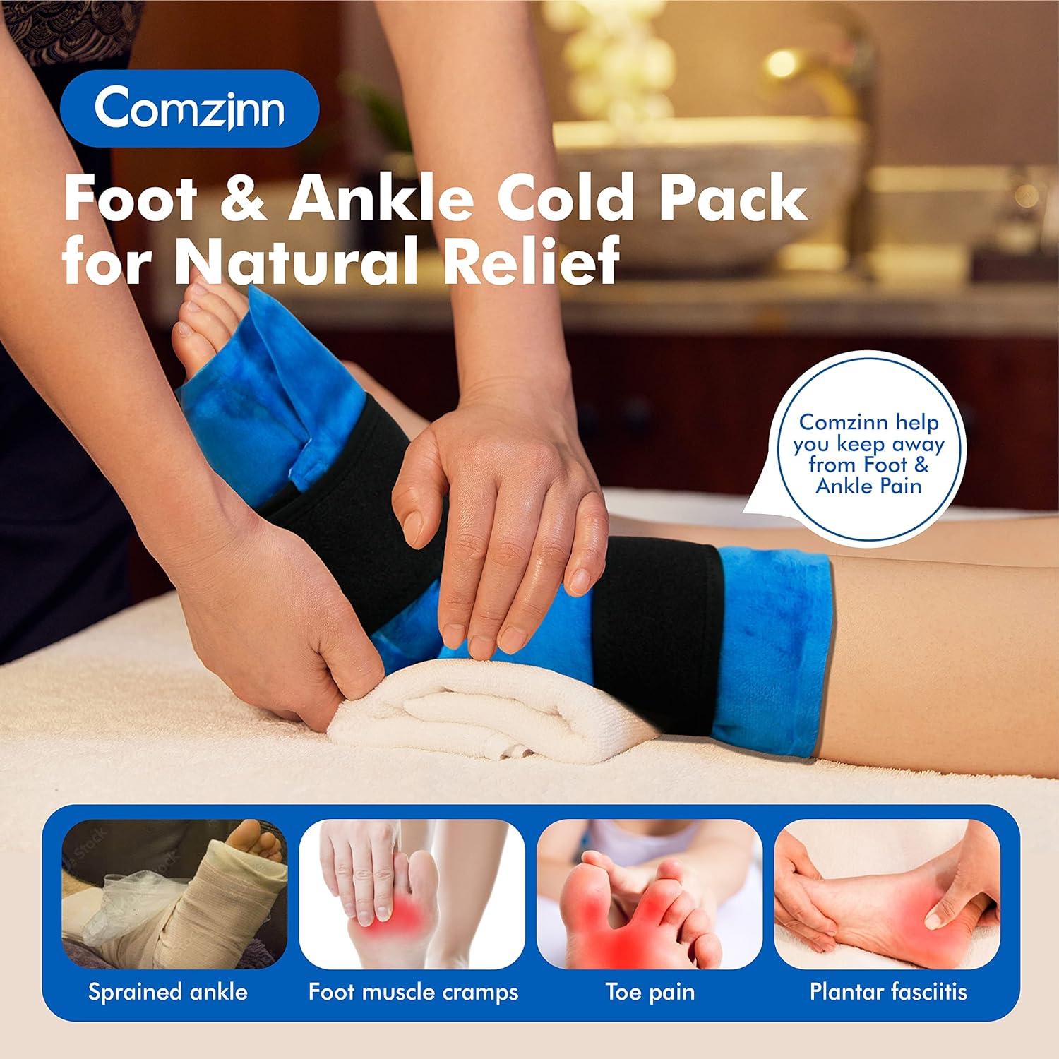 Comzinn Ankle Ice Pack Wrap - Compression for Plantar Fasciitis Relief ...