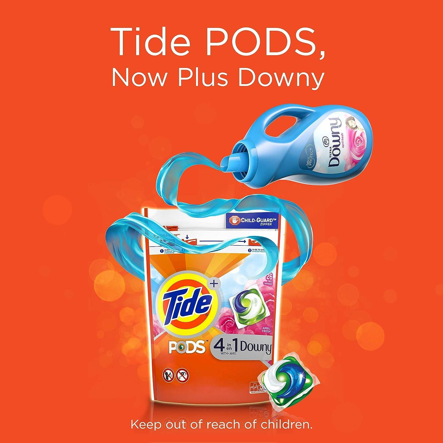 Tide PODS Plus Downy 4 in 1 HE Turbo Laundry Detergent Pods, 61 ct ...