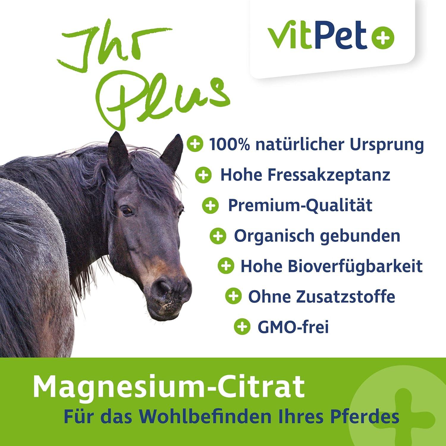 Vitpet+ Magnesium Citrate for Horses - Premium 1000g Powder for Muscle ...