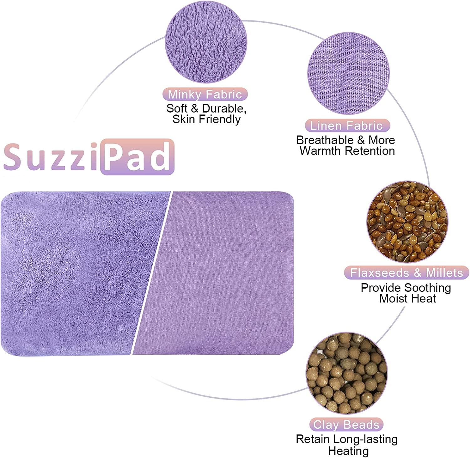 SuzziPad Microwave Heating Pad 8x14 - Multipurpose Heat Pack for Pain Relief - Purple Heat ...