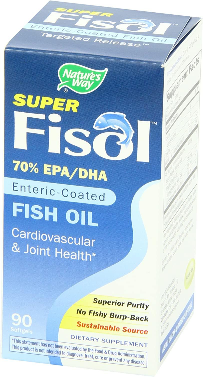 Nature's Way Super Fisol Fish Oil 70% EPA & DHA - No Fishy Burps, 90 ...