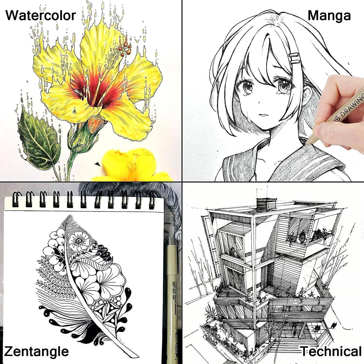 Fineliner Drawing Pens Set - 12 Black Waterproof Ink Markers for ...