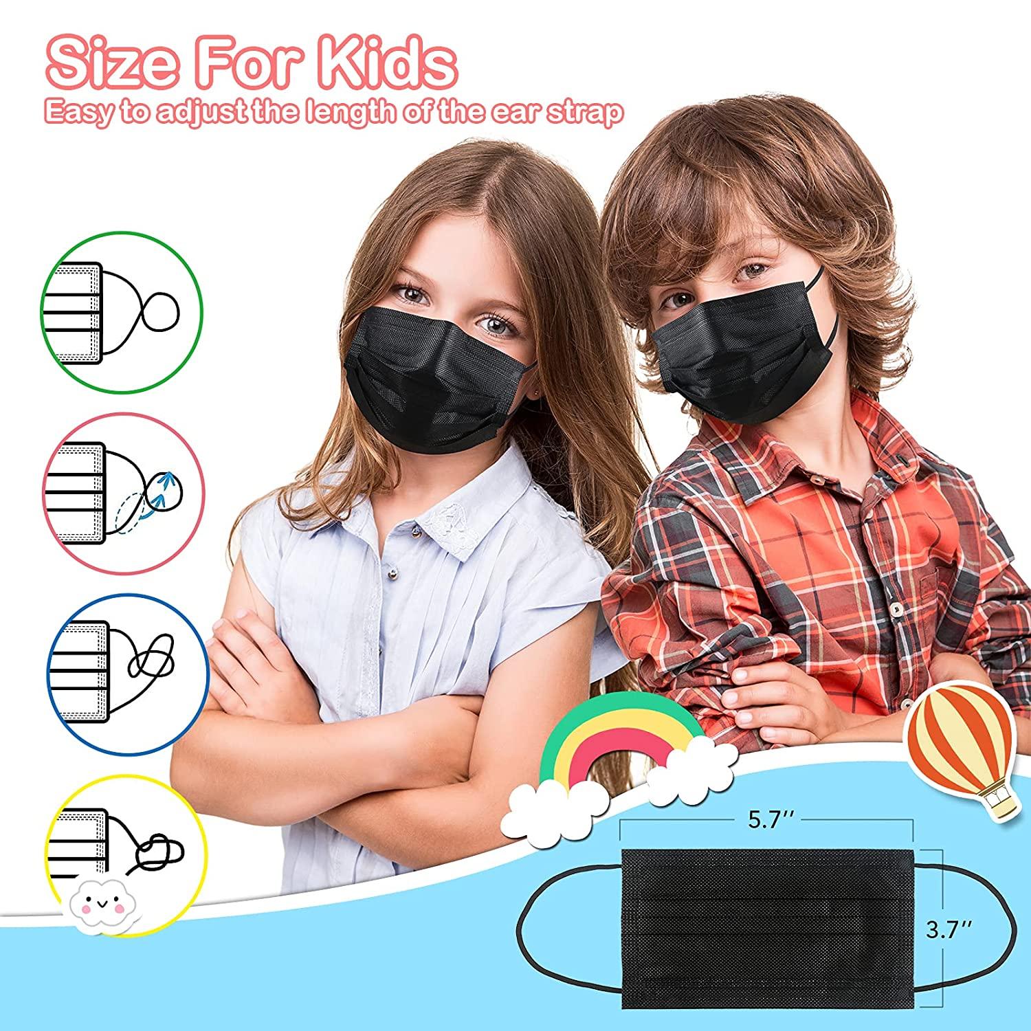 Kids Disposable Face Masks - 100 Pack for Boys & Girls | Safe ...