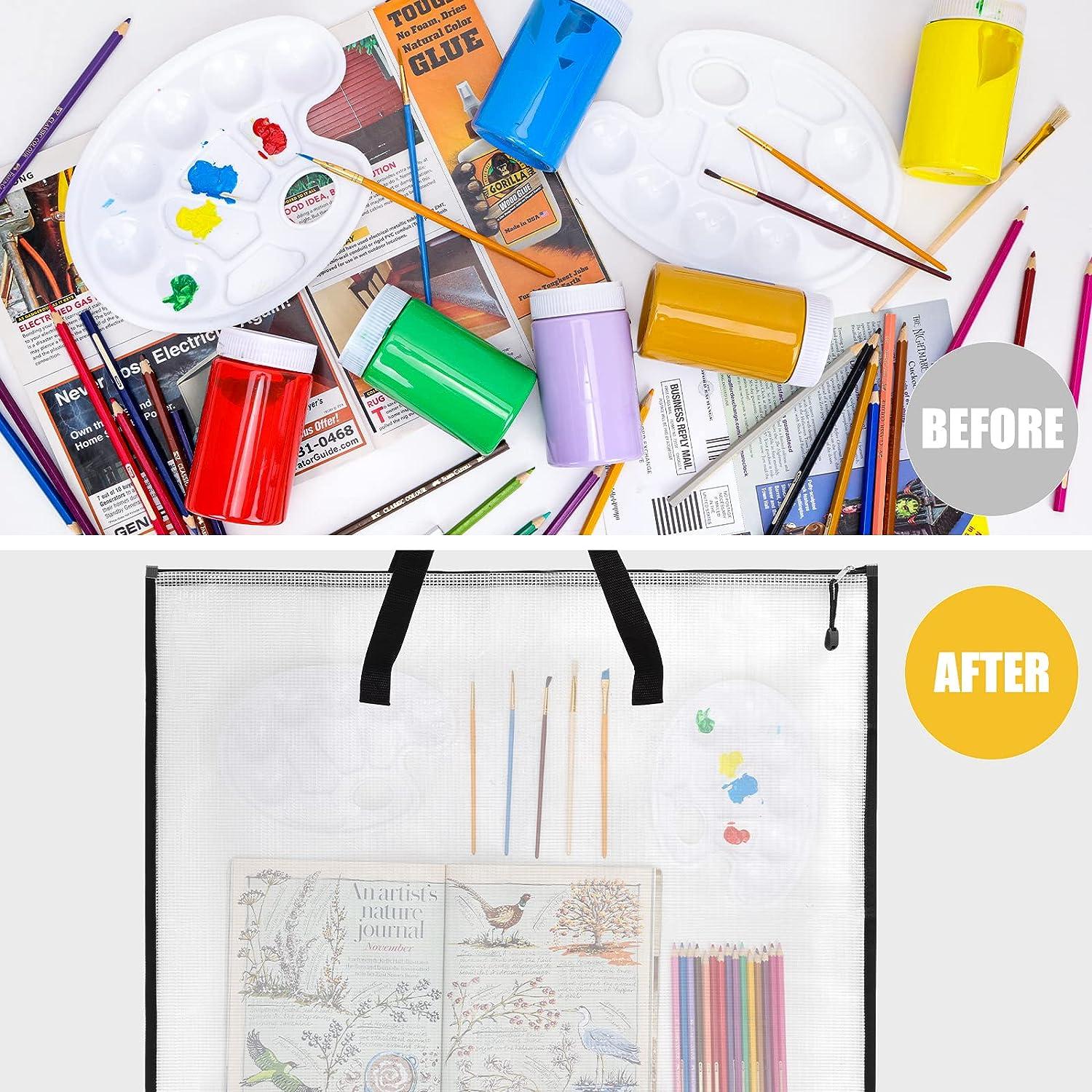 EOOUT 4pcs Art Portfolio Bags - 19x25 Inches, Zipper Closure, Handle ...