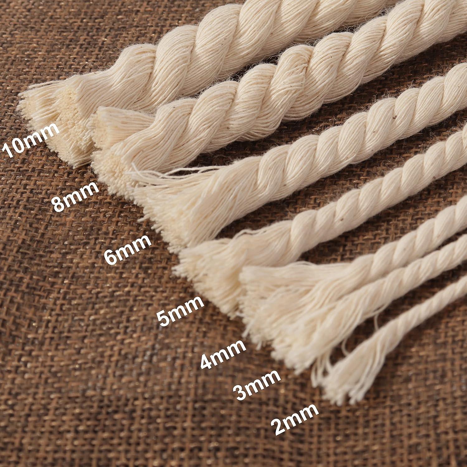 XKDOUS 3mm x 220Yards Natural Cotton Macrame Cord for Wall Hanging ...
