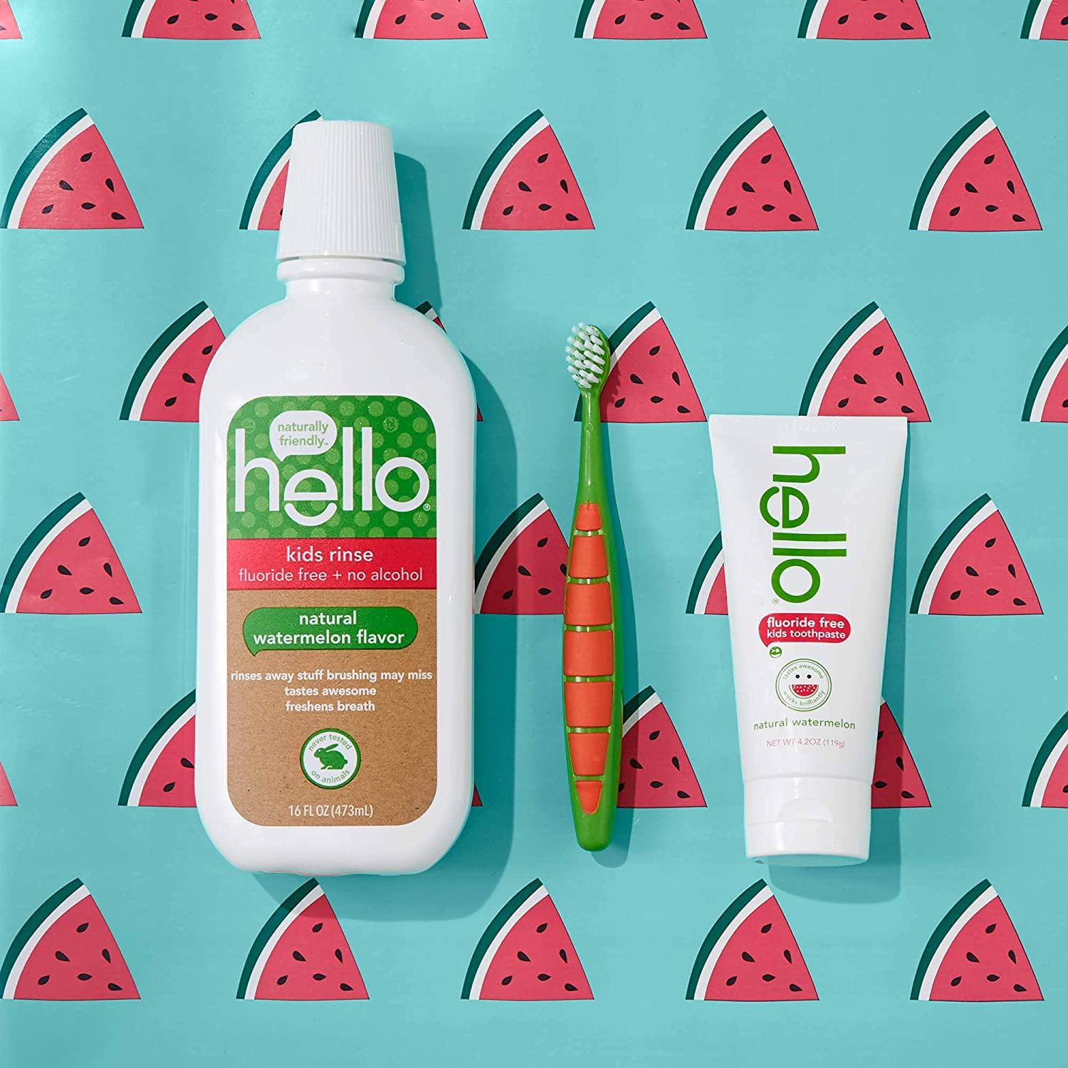 Natural Watermelon Kids Toothpaste & Mouthwash Set - Fluoride Free ...