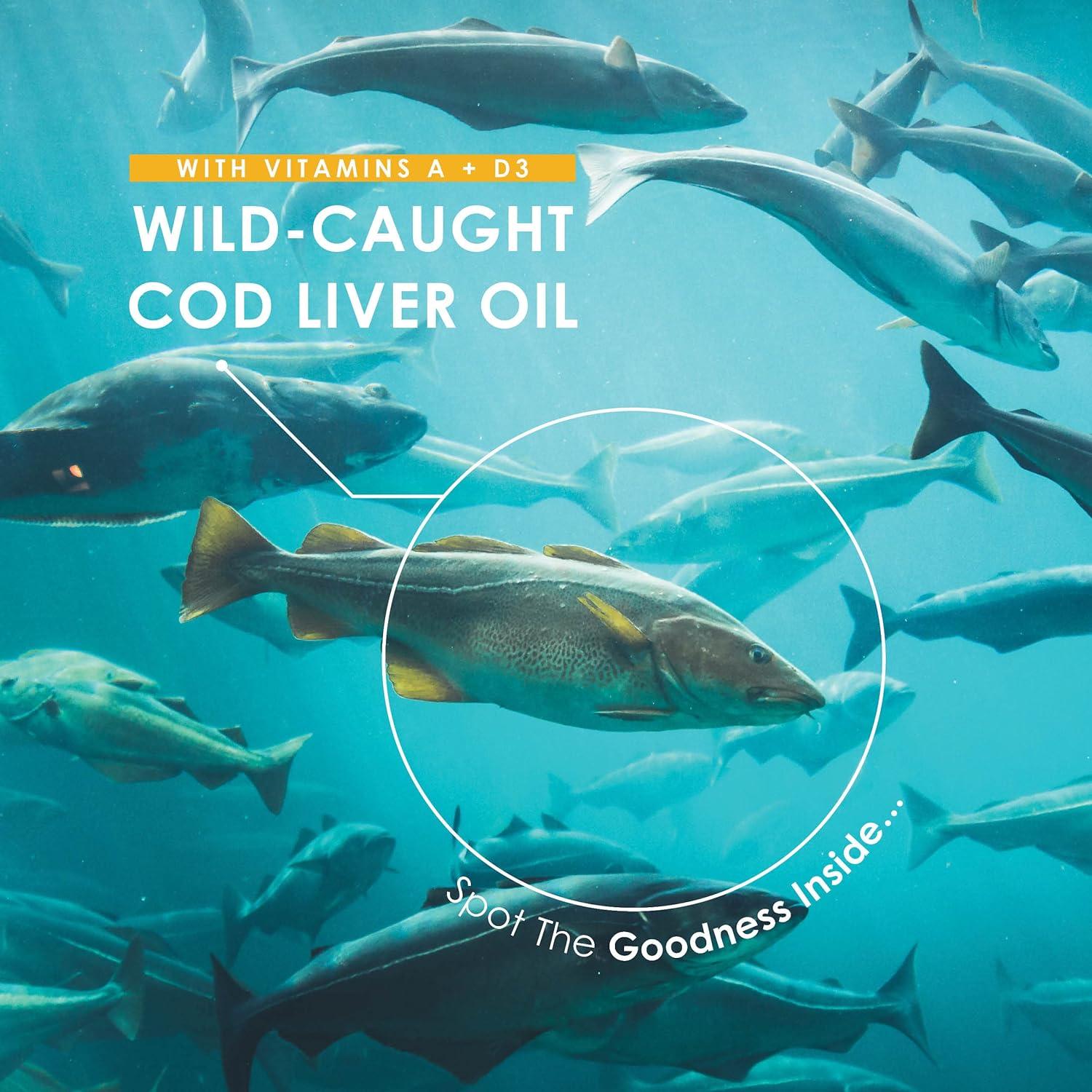 Wild-Caught Cod Liver Oil 1000mg - Omega-3 Fatty Acids, Vitamins A & D3 ...