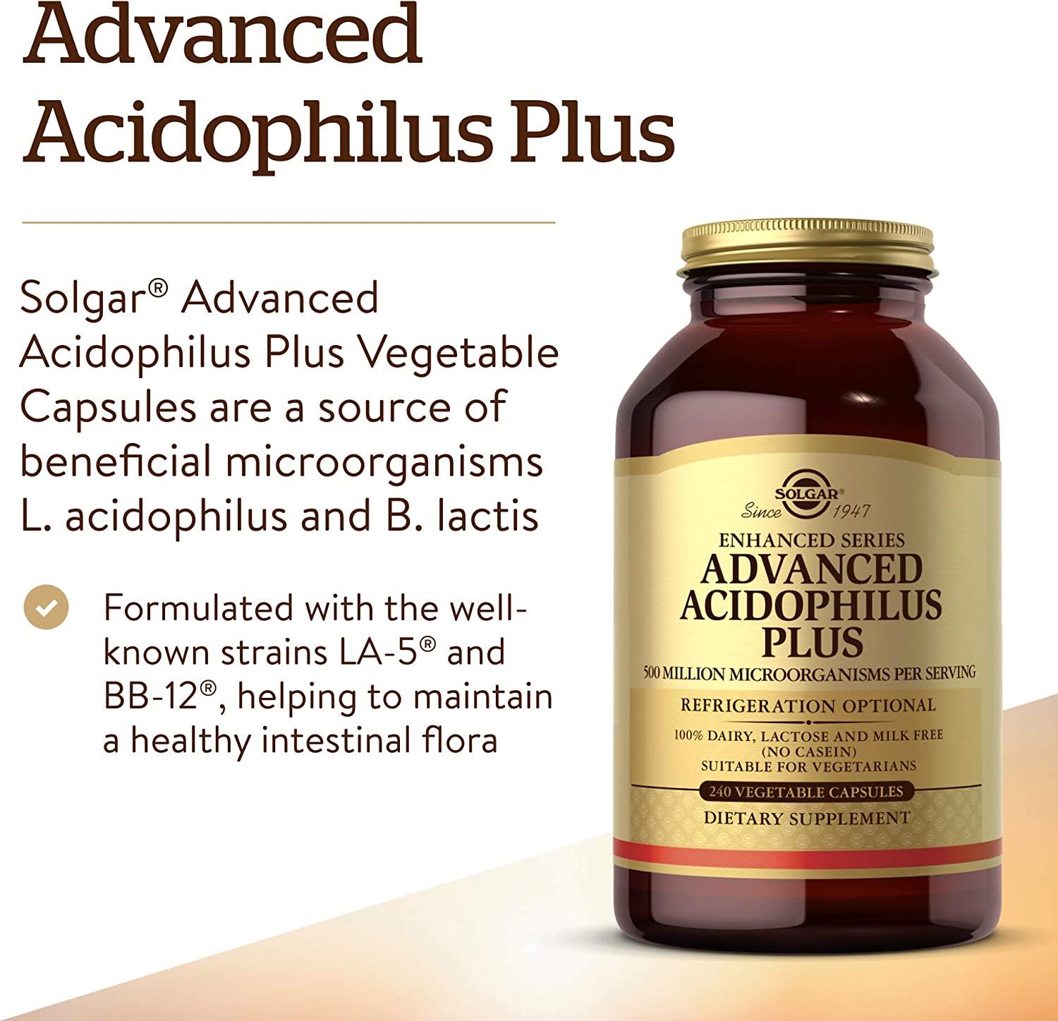 Buy Solgar Advanced Acidophilus Plus | 240 Vegetarian Capsules for ...