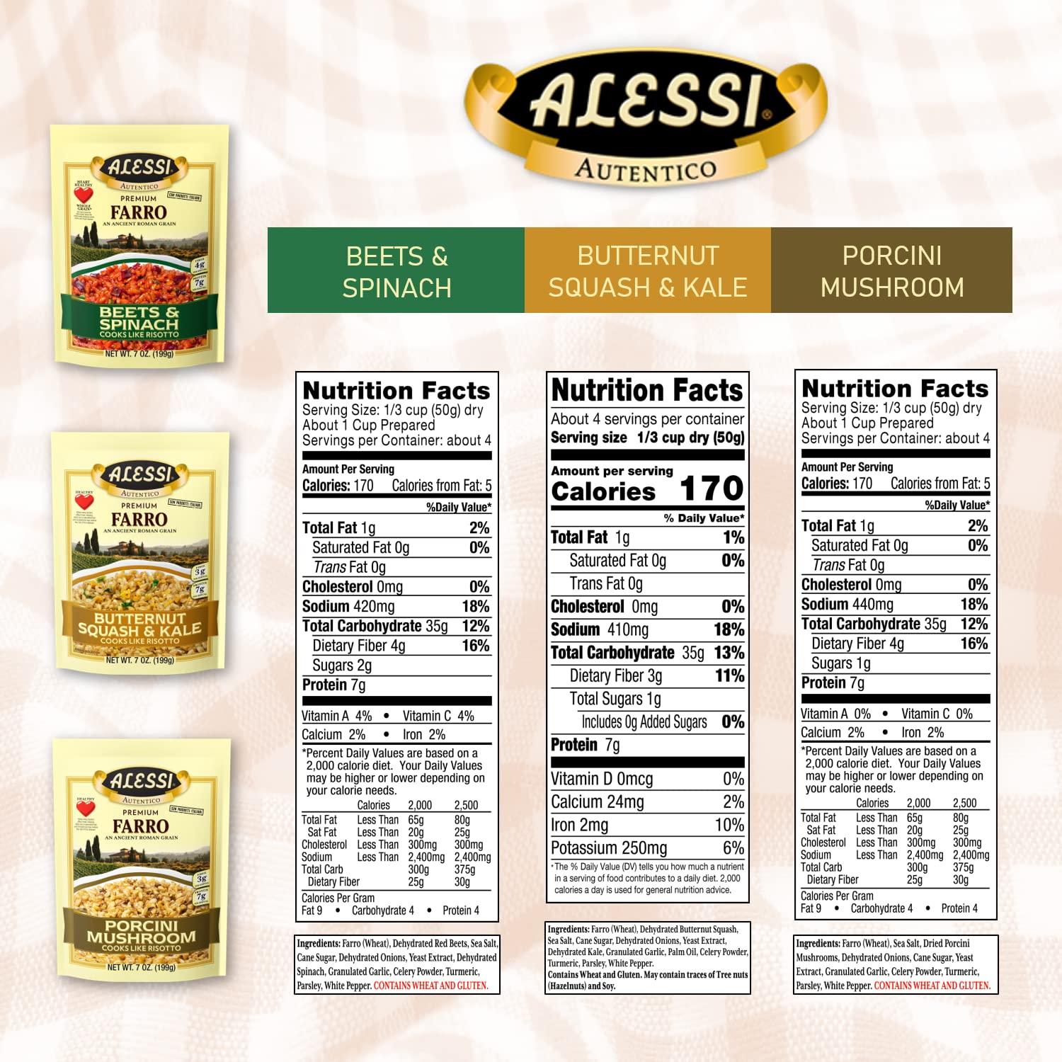 Alessi Autentico Premium Seasoned Roman Grain Farro 7oz Variety Pack ...