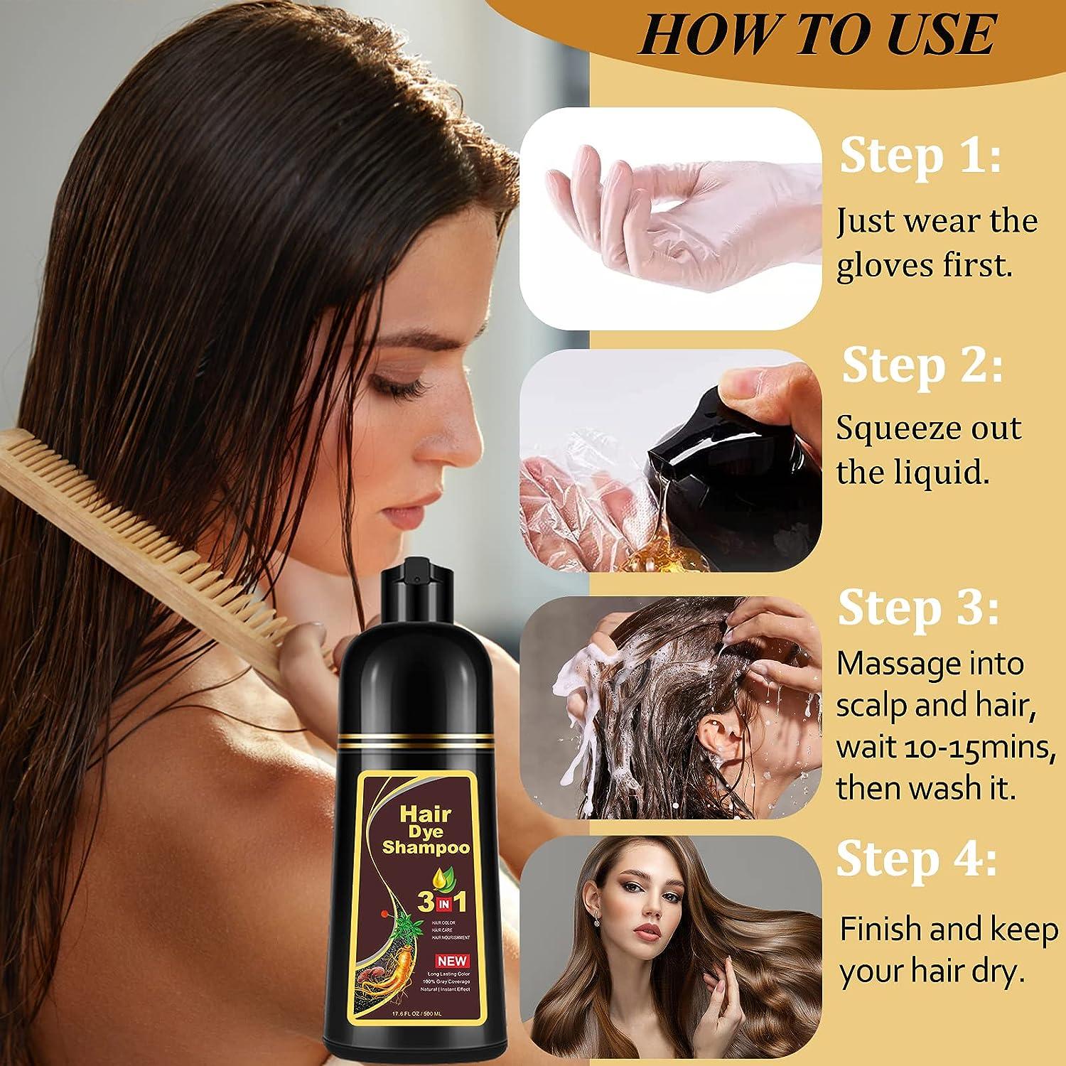 Instant Coffee Hair Dye Shampoo 3-in-1 for Gray Hair | Natural Color ...