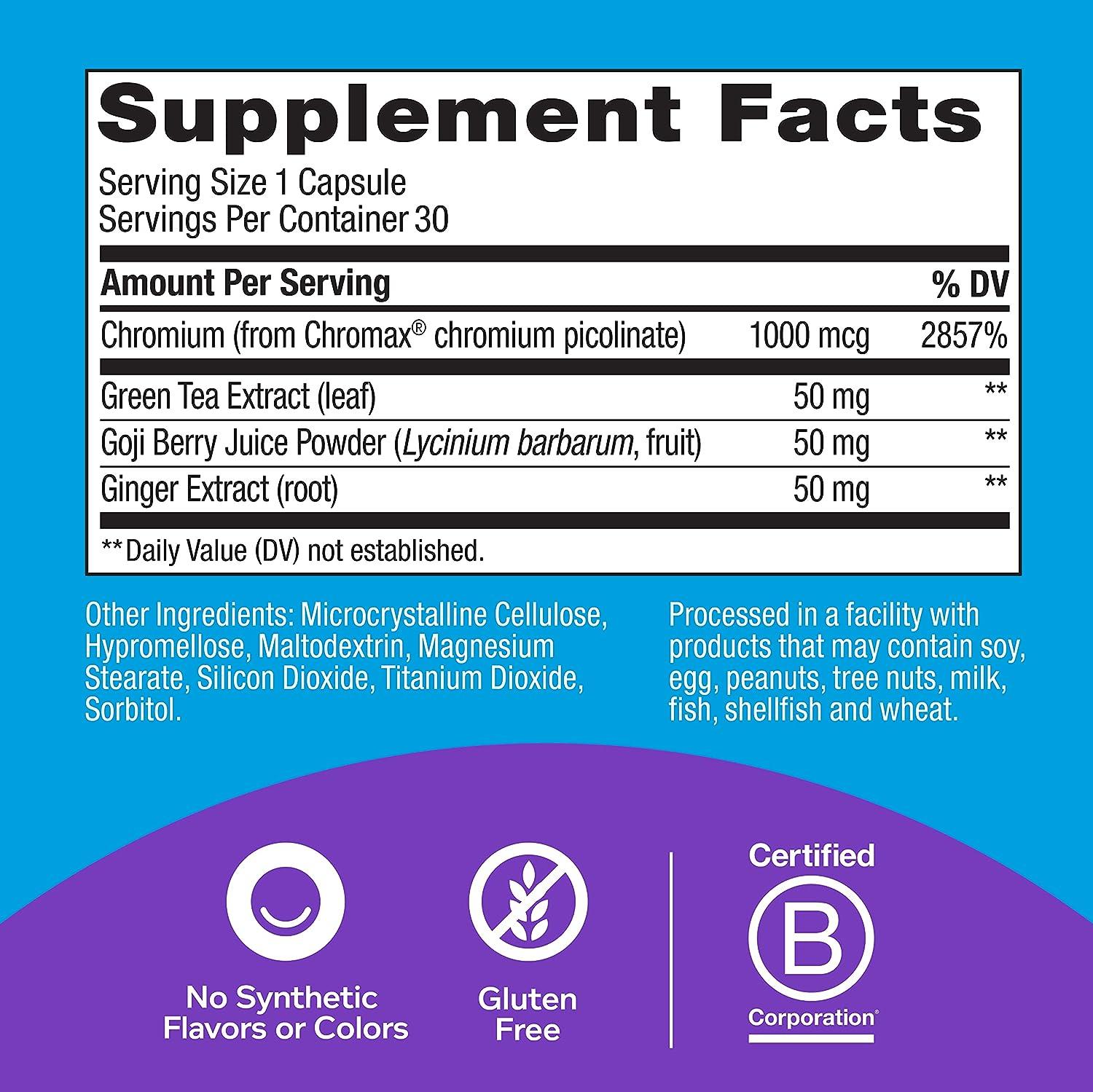 OLLY Combat Cravings Supplement with Chromium, Green Tea, Goji Berry & Ginger - 30 Count | Buy ...