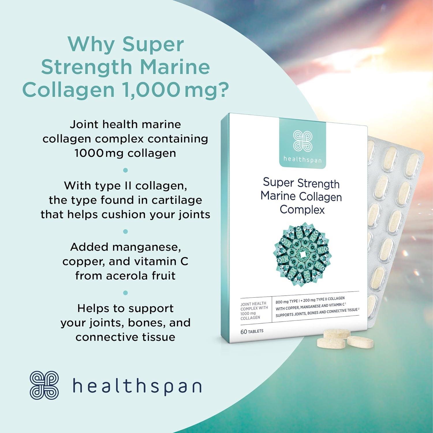 Healthspan 1000mg Marine Collagen Complex 60 Tablets | Type I 800mg ...