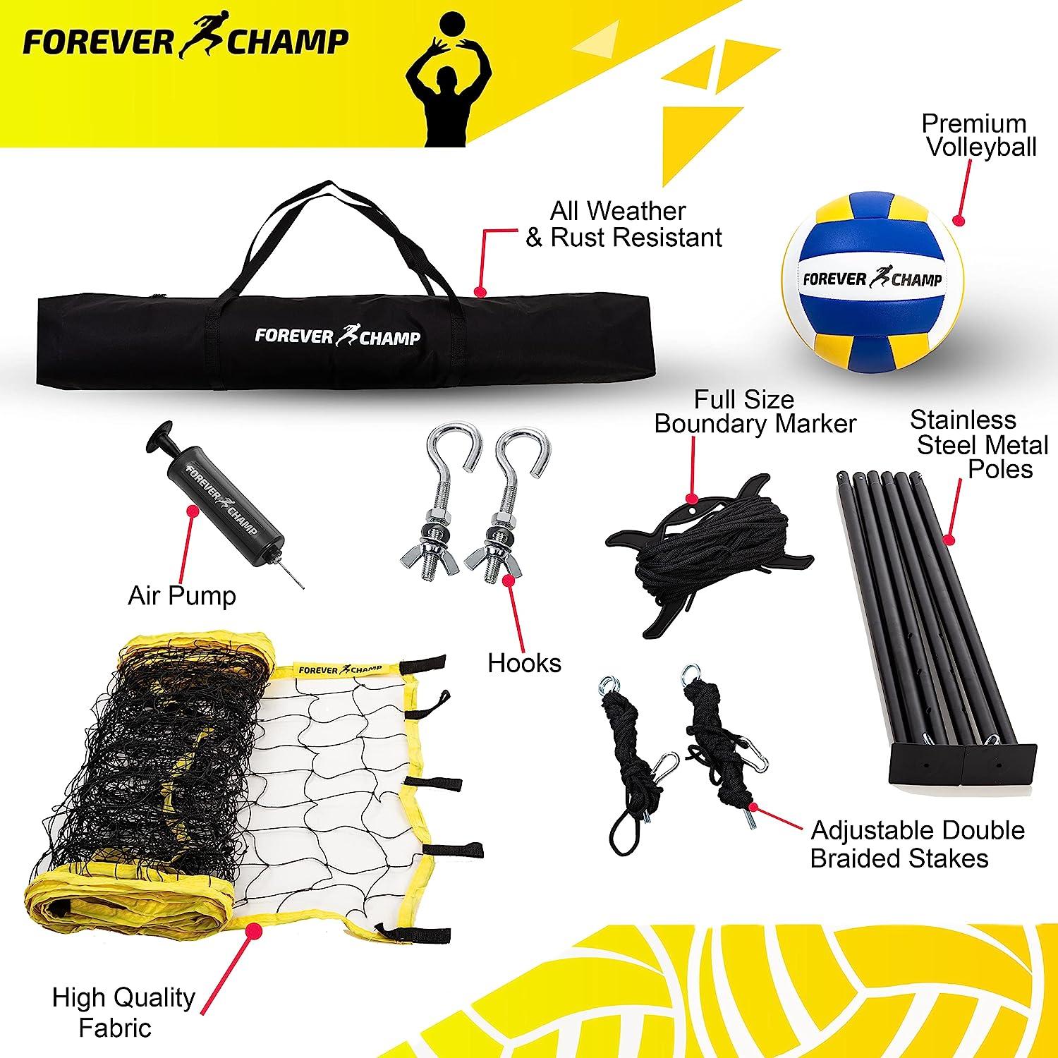 Forever Champ Volleyball Net System with Regulation Size Net, PU ...