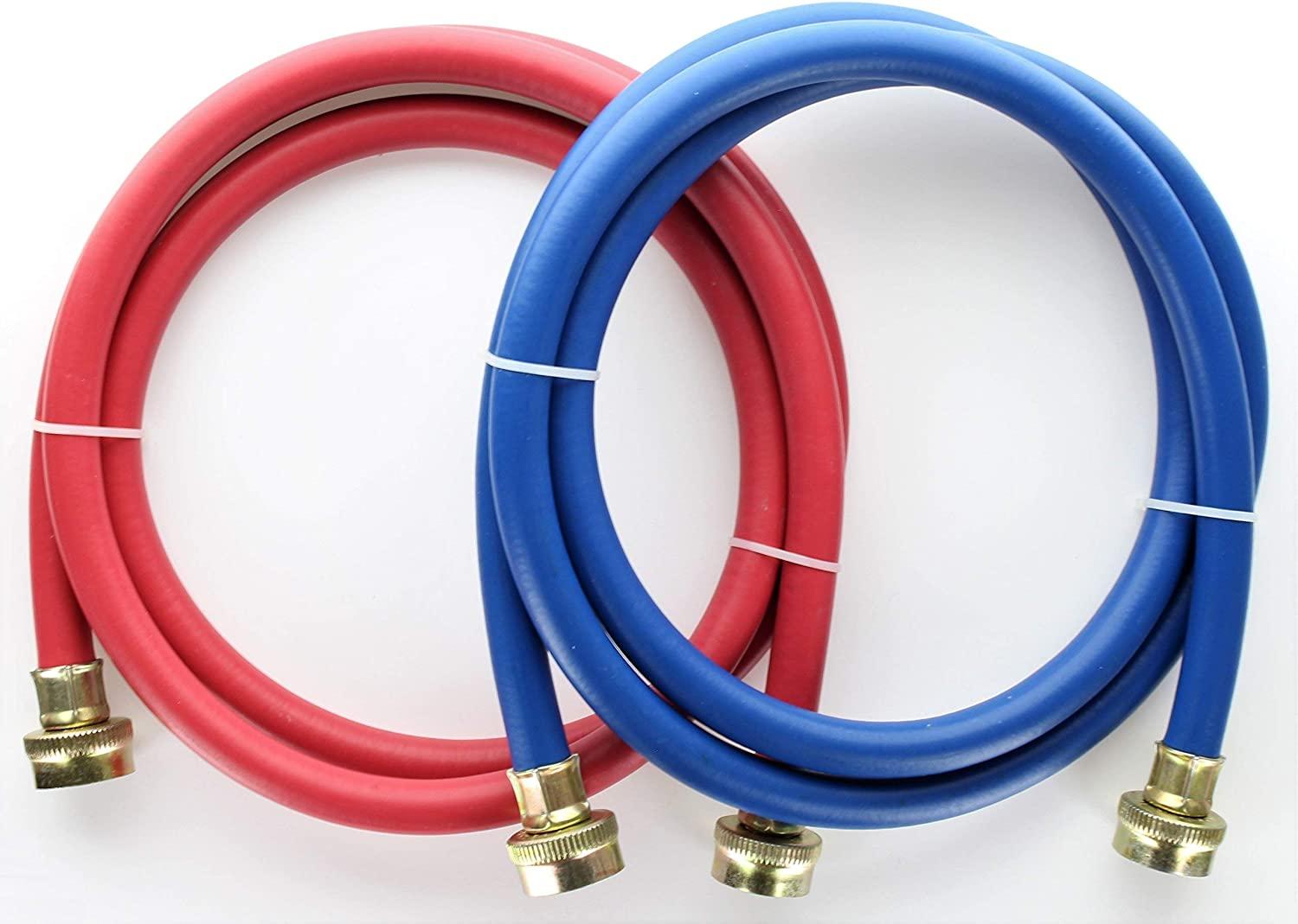 Kelaro 2 Pack Color Coded Rubber Washing Machine Hoses - 4 Foot Length ...